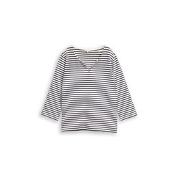 Tom Tailor Damen Langarmshirt mit Streifenmuster, blau, Gestreift, Gr. S