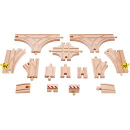 HAPE Kinder Kinderfahrzeug-Schienen "Schienen-Erweiterungs-Set", bunt, Holz, H:6cm, Eisenbahn-Schienensets