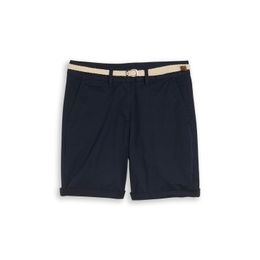 Tom Tailor Damen Chino Bermuda Shorts mit G&uuml;rtel, blau, Uni, Gr. 46