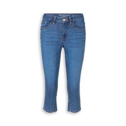 Tom Tailor Damen TTLENE SLIM Capri Jeans mit hohem Stretch, blau, Uni, Gr. 33