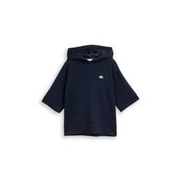 Tom Tailor Damen Hoodie Sweatshirt aus Scuba, blau, Uni, Gr. XL