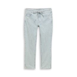 Tom Tailor Damen TTLENE SLIM CROPPED Jeans mit Streifenmuster, blau, Uni, Gr. 33/26