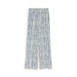 Tom Tailor Denim Damen Crinkle Wide Leg Hose mit Schlangenprint, grau, Animalprint, Gr. S