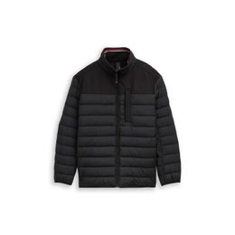 Tom Tailor Herren Plus Size - Hybrid Steppweste mit Stehkragen, schwarz, Uni, Gr. 3XL