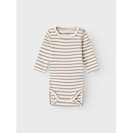 name it Jungen Langarmbody "NBNBANI LS BODY NOOS", Gr. 56, rosa, Jersey, Obermaterial: 57% Baumwolle, 38% Modal, 5% Elasthan, geringelt, gestreift,