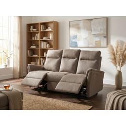 3-Sitzer Home Affaire "FINNARA, 3-Sitzer,elelektrische Relaxfunktion in 2 Sitzen, USB A/C", taupe, B:180cm H:103cm T:88cm, 100% POLYESTER, Sofas, Liegefunktion 105-135, Federkern