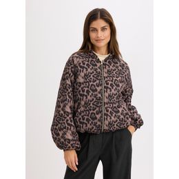 bonprix wattierter Blouson, braun, Gr.52, modische wattierte Blouson-Jacke mit weiten Ballon&auml;rmeln und Rei&szlig;verschluss vorne