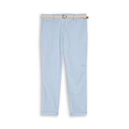 Tom Tailor Damen Slim Chino Hose mit G&uuml;rtel, blau, Uni, Gr. 38/32