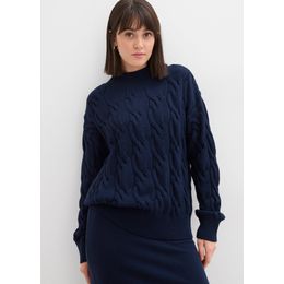 bonprix Oversize-Pullover aus softem Viskose-Mix, blau, Gr.36/38 (S), Extravaganter Pullover mit 3D Muster, aus Viskose