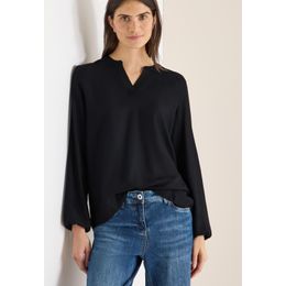 Schlupfbluse Cecil, Damen, Gr. XL (44), schwarz, Web, Obermaterial: 100% Viskose, unifarben, l&auml;ssig geschnitten h&uuml;ftbedeckend, Rundhals, elastischer Bund, Blusen Schlupfbluse, Split Neck mit Glitzerdetail