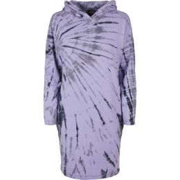 Urban Classics Damen Shirtkleid "Urban Classics Damen Ladies Oversized Tie Dye Hoody Dress"schwarz, lavender, Basic, Gr. M, 100% Baumwolle, Kleider