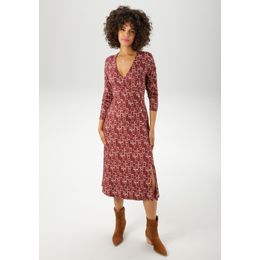 Aniston CASUAL Damen Jerseykleid, rot, Gr. 46, bedruckt, gemustert, Single Jersey, Obermaterial: 95% Viskose, 5% Elasthan, Kleider, mit