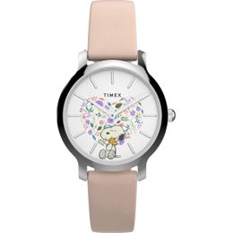 Timex Damen Quarzuhr "PEANUTS TRANSCEND", rosa, Armbanduhren, Armbanduhr, Damenuhr,Lederarmband, Leuchtzeiger