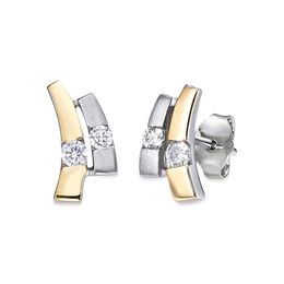 Bruno Banani Damen Paar Ohrstecker "Schmuck Geschenk Silber 925 Ohrschmuck Ohrringe Stein", Silber 925 (Sterlingsilber), gold, Silber 925