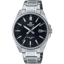 CASIO EDIFICE Herren Quarzuhr, silber, Armbanduhren, Armbanduhr, Herrenuhr, bis 10 bar wasserdicht, Datum, Edelstahlarmband