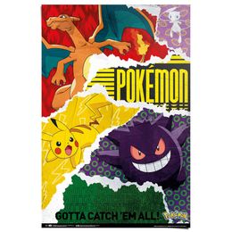Poster Reinders, B:61cm H:91,5cm T:0,1cm, bunt, Papier, Kinderzimmer, Bilder, "Pokemon - gotta catch 'em all"