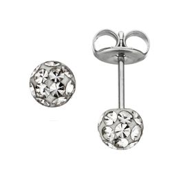 Jobo Damen Paar Ohrstecker, 4,1mm, Edelstahl, silber, Edelstahl, Ohrringe, Edelstahl mit Kristallsteinen
