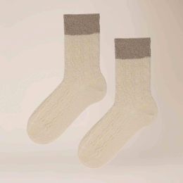 Kunert Damen Socken "Socke Winter Plait", Gr. 39, beige, Obermaterial: 78% Baumwolle CO. 10% Viskose CV. 8% Polyamid PA. 2% Elasthan EL. 2%
