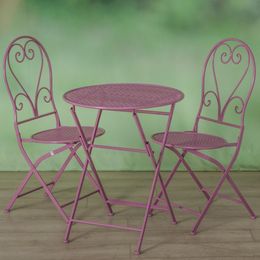 Boltze Bistro Tisch mit 2 St&uuml;hle Clarissa &Oslash; 60 cm, violett skandinavische Deko Online Shop
