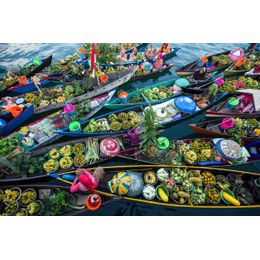 papermoon Fototapete "Photo-Art FAUZAN MAUDUDDIN, BANJARMASIN FLOATING MARKET", B/L: 4,5m x 2,8m, Bahnen: 9 Stk., bunt, Schlafzimmer, Tapeten