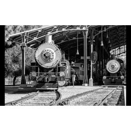 papermoon Fototapete "Bahnhof Schwarz & Wei&szlig;", B/L: 4,5m x 2,8m, Bahnen: 9 Stk., schwarz, Schlafzimmer, Tapeten