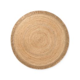 Teppich Hanse Home, H:7mm &Oslash;:200cmnatur, gold, Jute, Wohnzimmer, Teppiche, "Nuru", Jute, Handgemacht, Rund, Fransen, Wohnzimmerteppich, Naturteppich