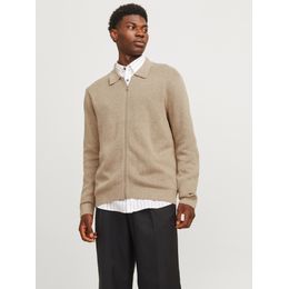 Jack & Jones JACK & JONES Herren Strickjacke "JPRBLAMILANO STITCH KNIT CARDIGAN SN", beige, Gr. S, meliert, Strick, Obermaterial: 100% Baumwolle, Strickjacken