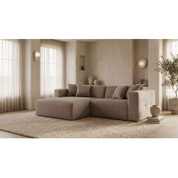 Ecksofa OTTO HOME, B:222cm H:73cm T:154cm, beige, 100% Polyester, Wohnzimmer, Sofas, "Kelani", mit dekorativer Knopfsteppung an den Armlehnen