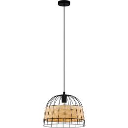Eglo H&auml;ngeleuchte "ANWICK H&auml;ngelampe, Stahl und Rattan, E27, Pendellampe, Esszimmerlampe", 1, schwarz, Wohnzimmer, Leuchten, Wohnzimmerlampe,