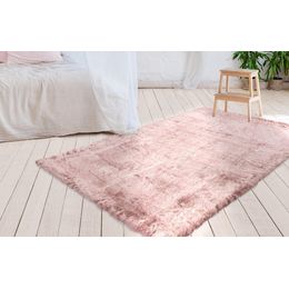 Hochflor-Teppich my home, B:160cm H:52mm L:230cm, rosa, Kunstfaser, Teppiche, "Aysu", einfarbiger Teppich, besonders weich und kuschelig