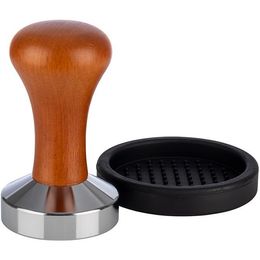 BUDDY'S Tamper "Buddy ́s Bar - Barista Edition", H/L/T: 5,3cm, braun, Barista-Sets, Premium, Kaffee Verdichter, rostfreier Edelstahl, Holzgriff