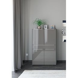 Highboard, B:92cm H:140cm T:42cmanthrazit matt lack, glas anthrazit glanz, SET ONE BY Musterring, Glas, Holzwerkstoff, Wohnzimmer, Sideboards,