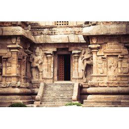 papermoon Fototapete "Gangaikonda Cholapuram Tempel", B/L: 5m x 2,8m, Bahnen: 10 Stk., bunt, Schlafzimmer, Tapeten