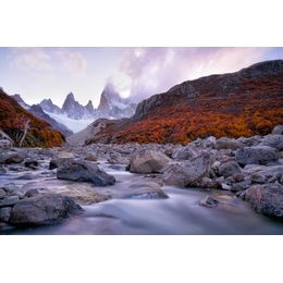 papermoon Fototapete "Photo-Art JOHN FAN, FITZ ROY UNTER DER TWILIGHT", B/L: 2,5m x 1,86m, Bahnen: 5 Stk., bunt, Schlafzimmer, Tapeten