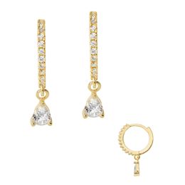 Firetti Damen Paar Creolen "Schmuck Geschenk Silber 925 Glitzercreolen Solit&auml;r", 12mm, Silber 925 (Sterlingsilber), gold, Silber 925