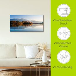 Wandbild Artland, B:60cm H:30cmfarbe bild(er): blau, Leinwand, Wohnzimmer, Bilder, "Herbst am Bleder See Slowenien", als Alubild, Leinwandbild,