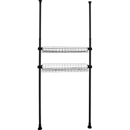 Regalelement Wenko, B:94cm H:8cm T:38cm, schwarz, ABS-Kunststoff, Polypropylen, Stahl, Regale, "Herkules", 2er Set, Passend zum Teleskop-System