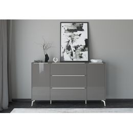Sideboard, B:182cm H:109cm T:42cmanthrazit matt lack, glas anthrazit glanz, SET ONE BY Musterring, Glas, Holzwerkstoff, Wohnzimmer, Sideboards,