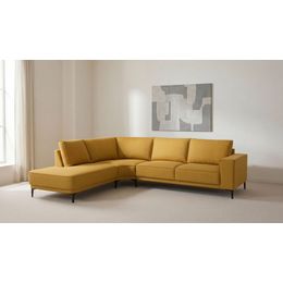 Ecksofa OTTO HOME, B:287cm H:85cm T:239cm, gelb, 100% Polyester, Wohnzimmer, Sofas, "Casina", mit abgerundeter Ottomane, in einem weichen