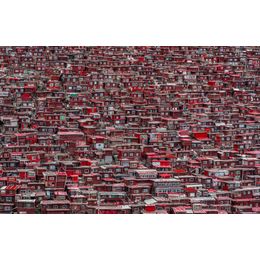 papermoon Fototapete "Photo-Art ALI AL-JAZERI, ROTE H&Auml;USER", B/L: 4m x 2,6m, Bahnen: 8 Stk., bunt, Schlafzimmer, Tapeten