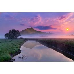 papermoon Fototapete "Fluss durch Landschaft", B/L: 4,5m x 2,8m, Bahnen: 9 Stk., bunt, Schlafzimmer, Tapeten