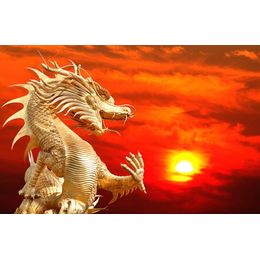papermoon Fototapete "Chinesischer Drache", B/L: 4,5m x 2,8m, Bahnen: 9 Stk., bunt, Schlafzimmer, Tapeten