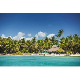 papermoon Fototapete "PALMEN-STRAND-BEACH DSCHUNGEL KARIBIK S&Uuml;DSEE D&Uuml;NEN XXL", B/L: 4,5mm x 2,8mm, Bahnen: 9 Stk. St., bunt, Schlafzimmer, Tapeten