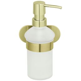 Seifenspender Wenko, gold, Edelstahl, Glas, Badezimmer, Dosierspender, "Turbo-Loc Orea", Halter aus Edelstahl