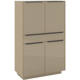 Highboard "Reno", taupe matt lack, glas taupe glanz, B:92cm H:148cm T:42cm, Glas, Holzwerkstoff, SET ONE BY Musterring, Sideboards, Highboard, Mit Sockel in diversen Farben, 148 cm H&ouml;he & Farbauswahl