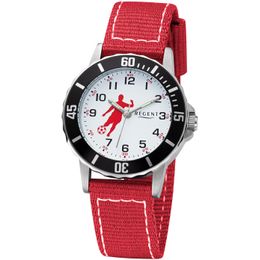 Regent Uhren REGENT Kinder Quarzuhr "F1376 - 3246.79.18", rot, Armbanduhren, Armbanduhr, Kinderuhr, Jungen, Fu&szlig;ball, Geschenkidee