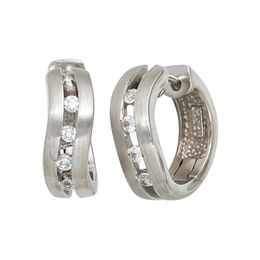 Jobo Damen Paar Creolen, 16,8mm, Silber 925 (Sterlingsilber), silber, Silber 925 (Sterlingsilber), Ohrringe, 925 Silber mit Zirkonia