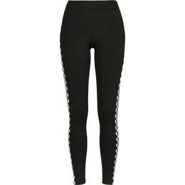 Urban Classics Damen Leggings "Urban Classics Damen Ladies Side Check Leggings"schwarz, chess, Gr. XS, kariert, 77% Polyester, 23% Elasthan, Hosen