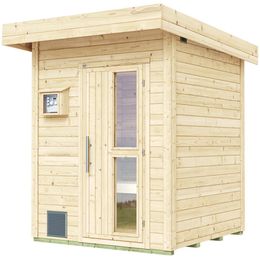 Weka Saunahaus "Saunahaus NAANTALI", Saunaofen, externe Steuerung, 9 kW, beige, Garten, Saunen, aus Blockbohlen, extrahohe T&uuml;r