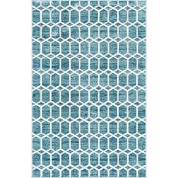 Teppich, B:152cm H:13mm L:244cm, blau, MyFlair M&Ouml;BEL & ACCESSOIRES, Polypropylen (PP), Wohnzimmer, Teppiche, "Titan Trellis, LAGERR&Auml;UMUNG", Kurzflor,